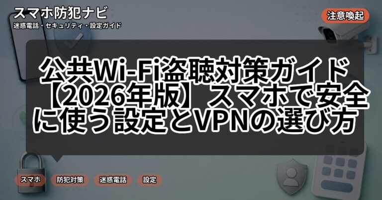 公共Wi-Fi盗聴対策ガイド【2026年版】スマホで安全に使う設定とVPNの選び方